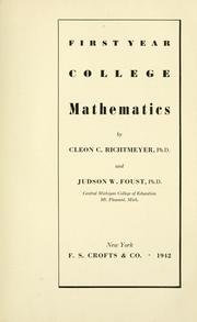First year college mathematics by Cleon C. Richtermeyer | Open Library
