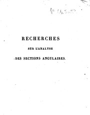 Cover of: Recherches sur l'analyse des sections angulaires