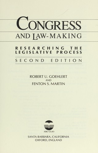 Congress and law-making : researching the legislative process | Open ...