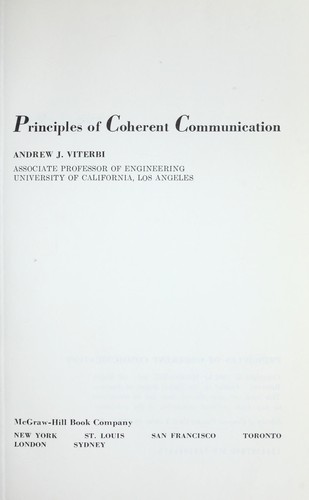 Principles of coherent communication by Andrew J. Viterbi | Open Library
