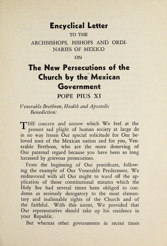Encyclical letter of his holiness, Pope Pius XI by Pius XI Pope | Open ...