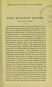 E. Buchanan Baxter, M.D., born 1844, died 1885 by Royal College of ...