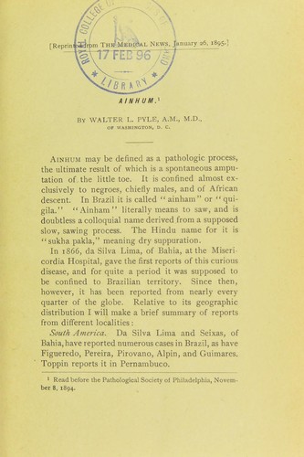 Ainhum (1895 edition) | Open Library