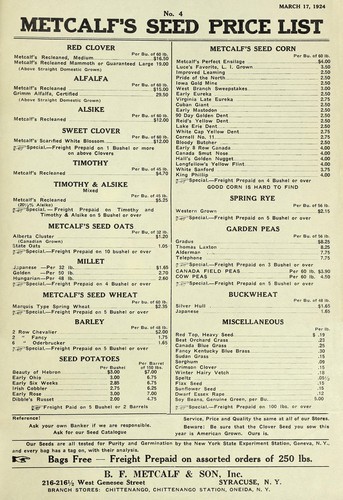 Metcalf's seed price list, no. 4 by B.F. Metcalf & Son, Inc | Open Library